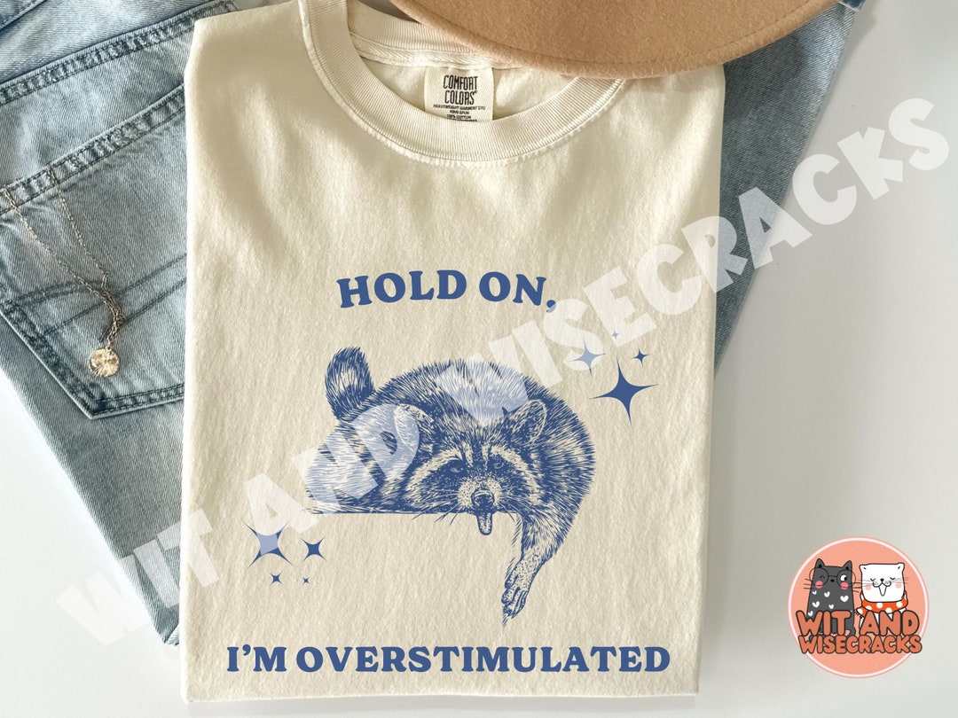 Hold on I'm Overstimulated Raccoon Meme Shirt Vintage Comfort Colors T ...