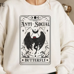 Mothman Tarot Card Antisocial Butterfly Sweatshirt Cryptid ...