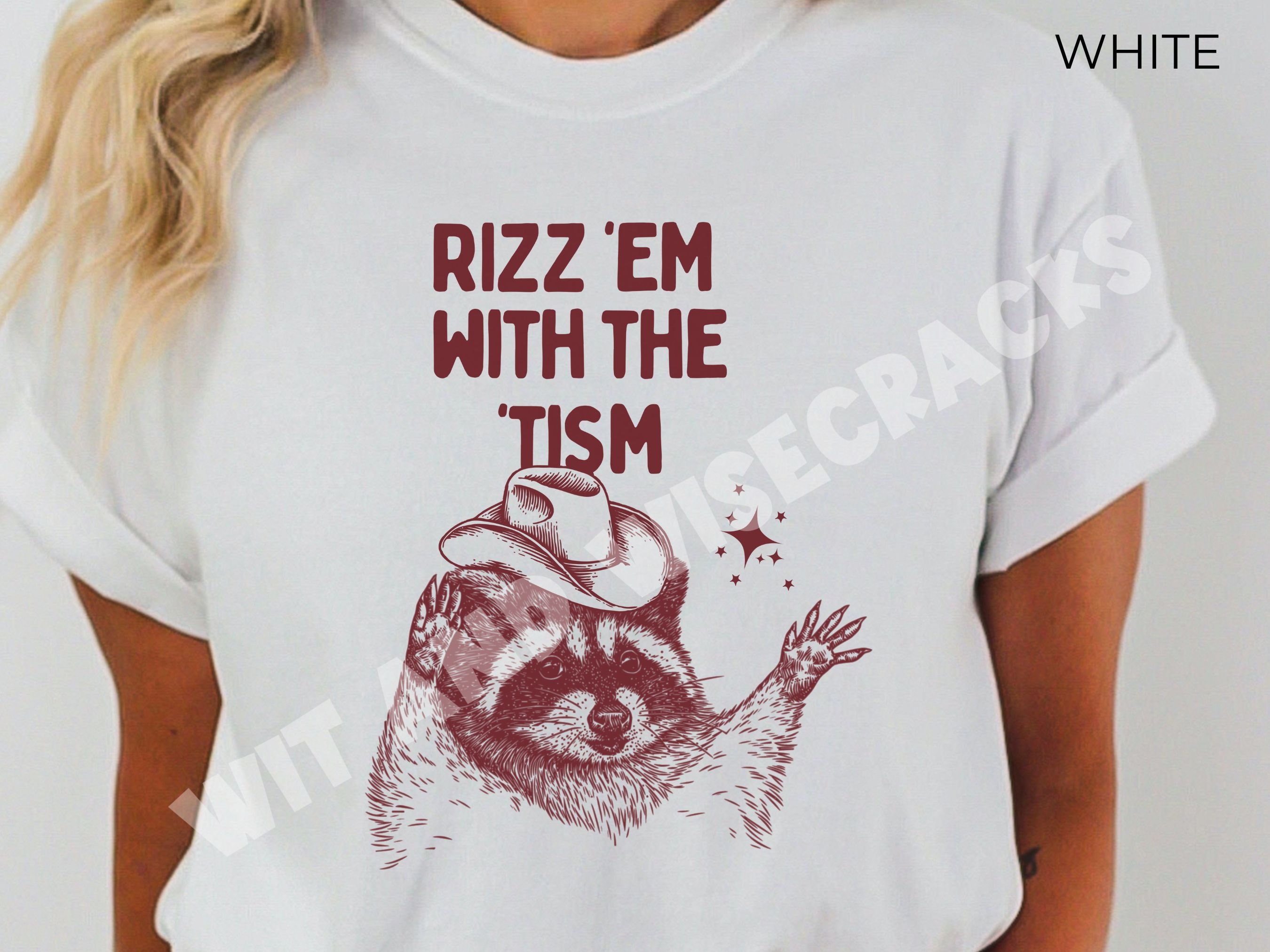 Rizz Em With the Tism Raccoon Shirt, Neurodiversity Autistic Weird ...