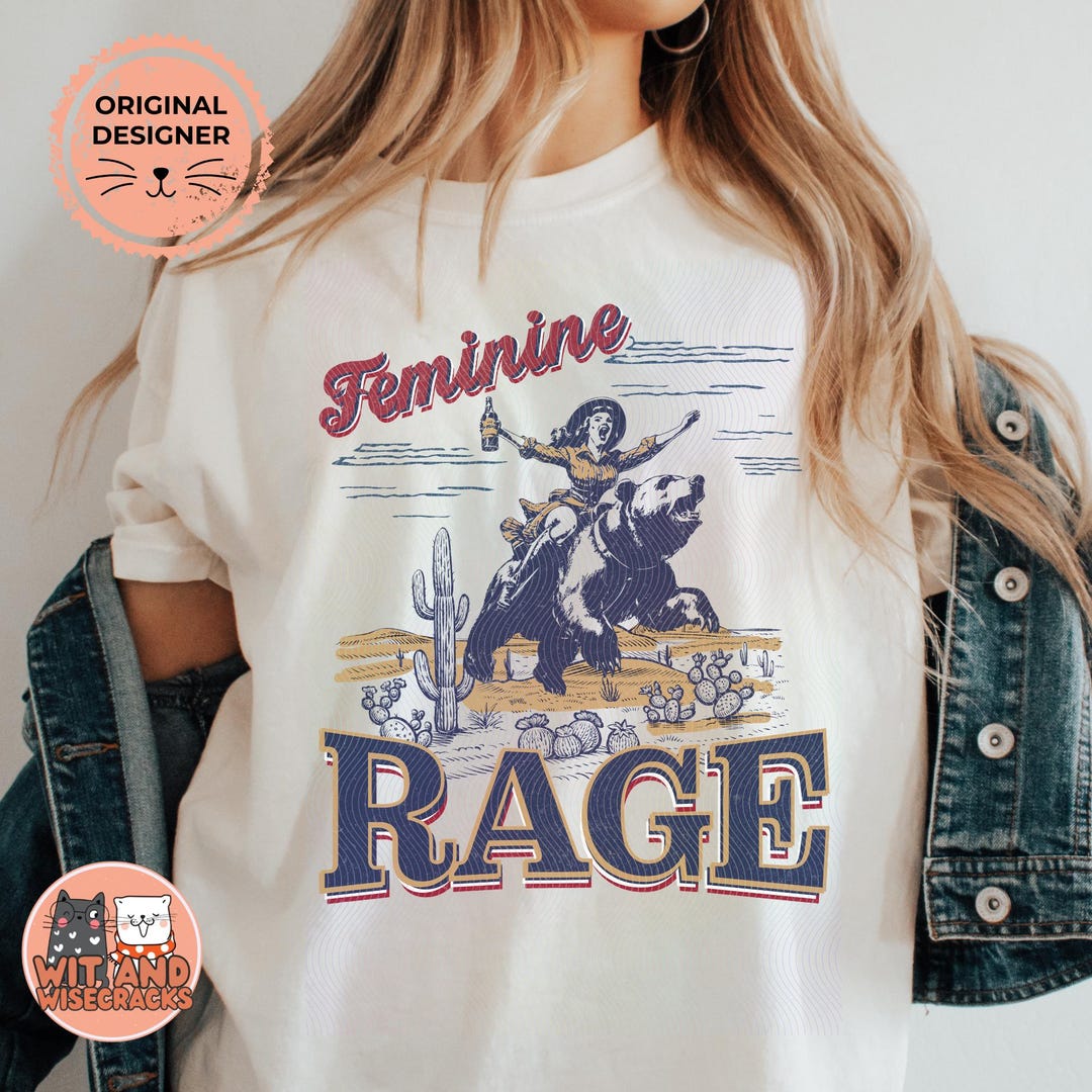Feminist Western Shirt Feminine Rage Vintage Rodeo Cowboy Graphic Tee ...