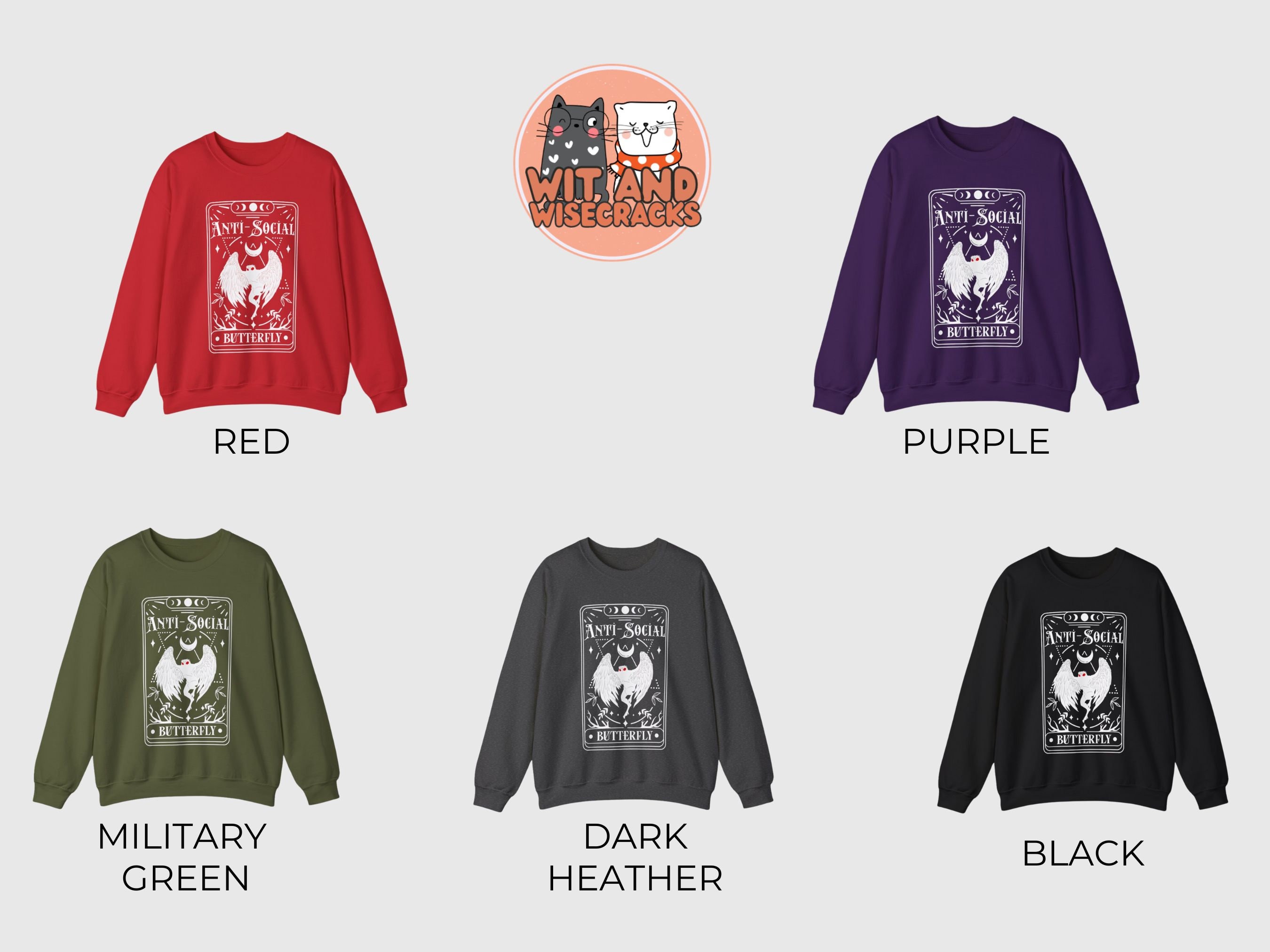 Mothman Tarot Card Antisocial Butterfly Sweatshirt Cryptid ...