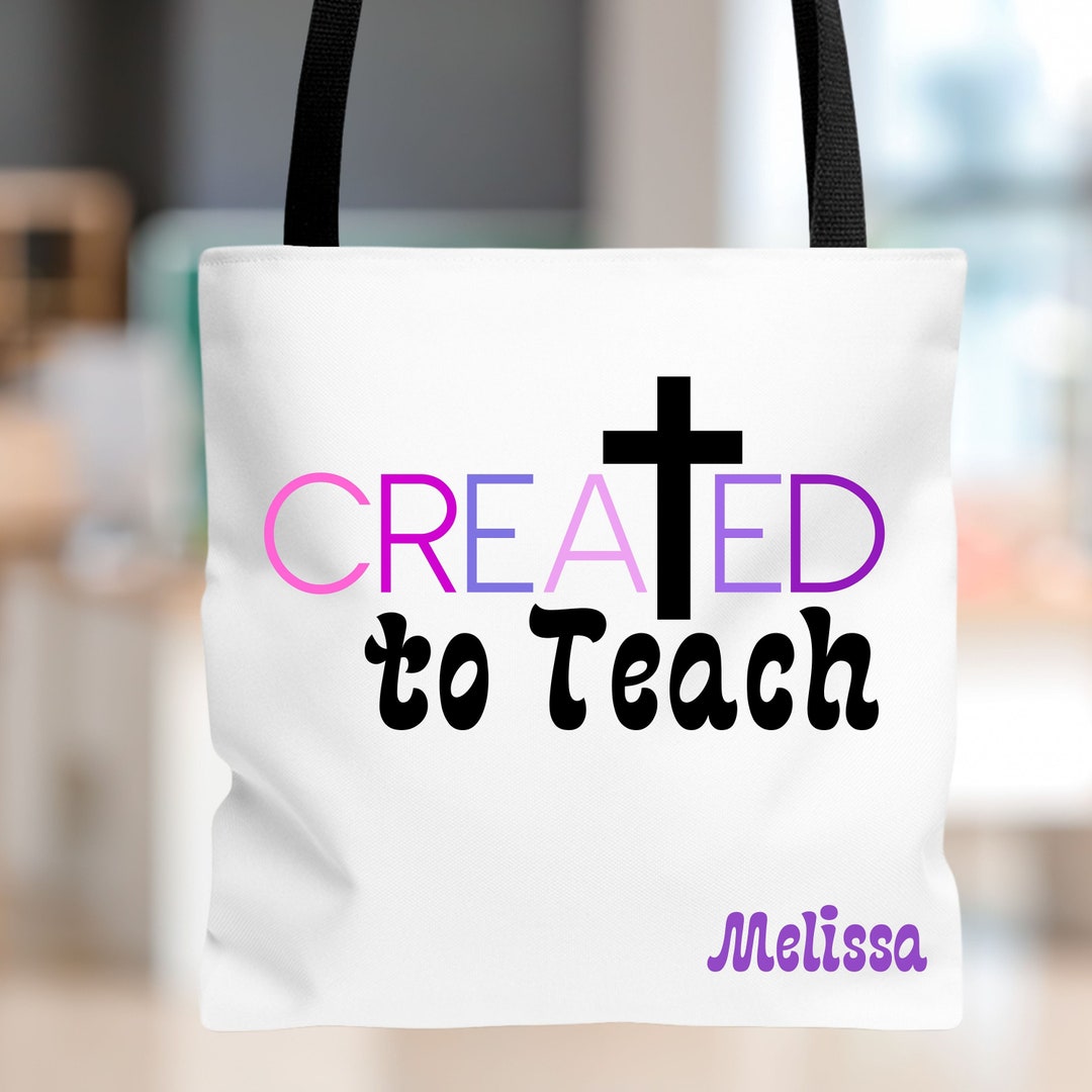 Personalized Christian Teacher Tote Bag: Durable Polyester Book Bag - Etsy