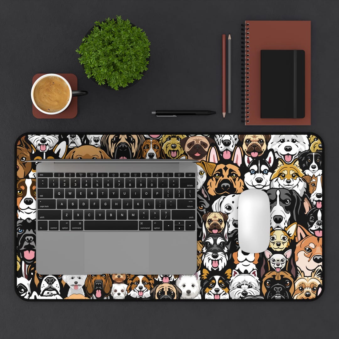 Dog Print Desk Mat: Vibrant Puppy Office Decor - Etsy