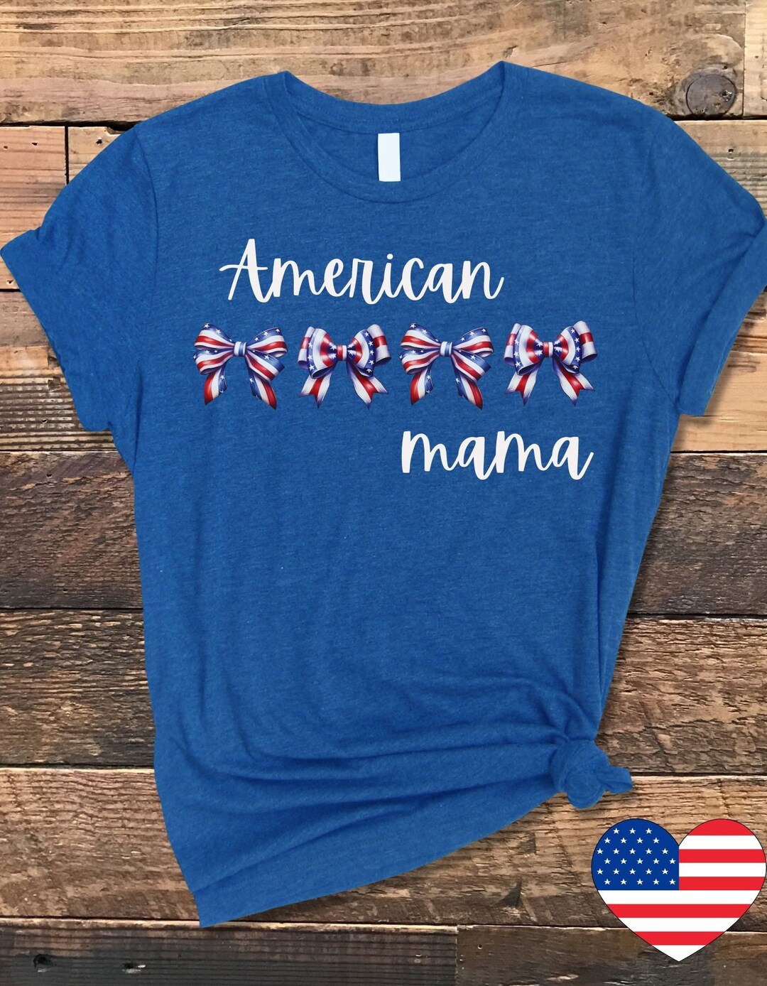 American Mama Patriotic Bows T-shirt - 4th of July USA Mom Shirt - Etsy