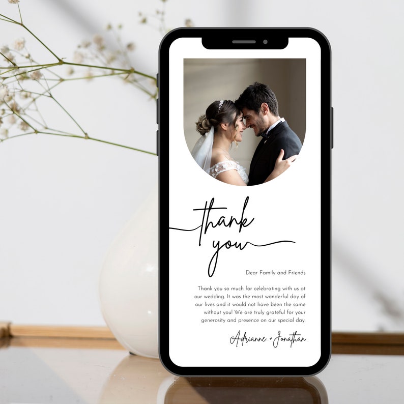 Wedding Thank You Note Template, Electronic Wedding Thank You Note ...
