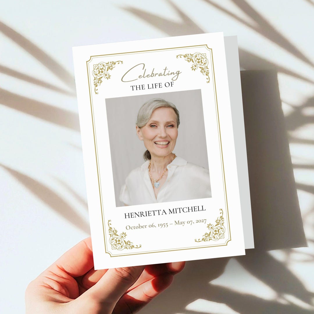 Minimalist Funeral Program Template, Printable Order of Service Simple ...