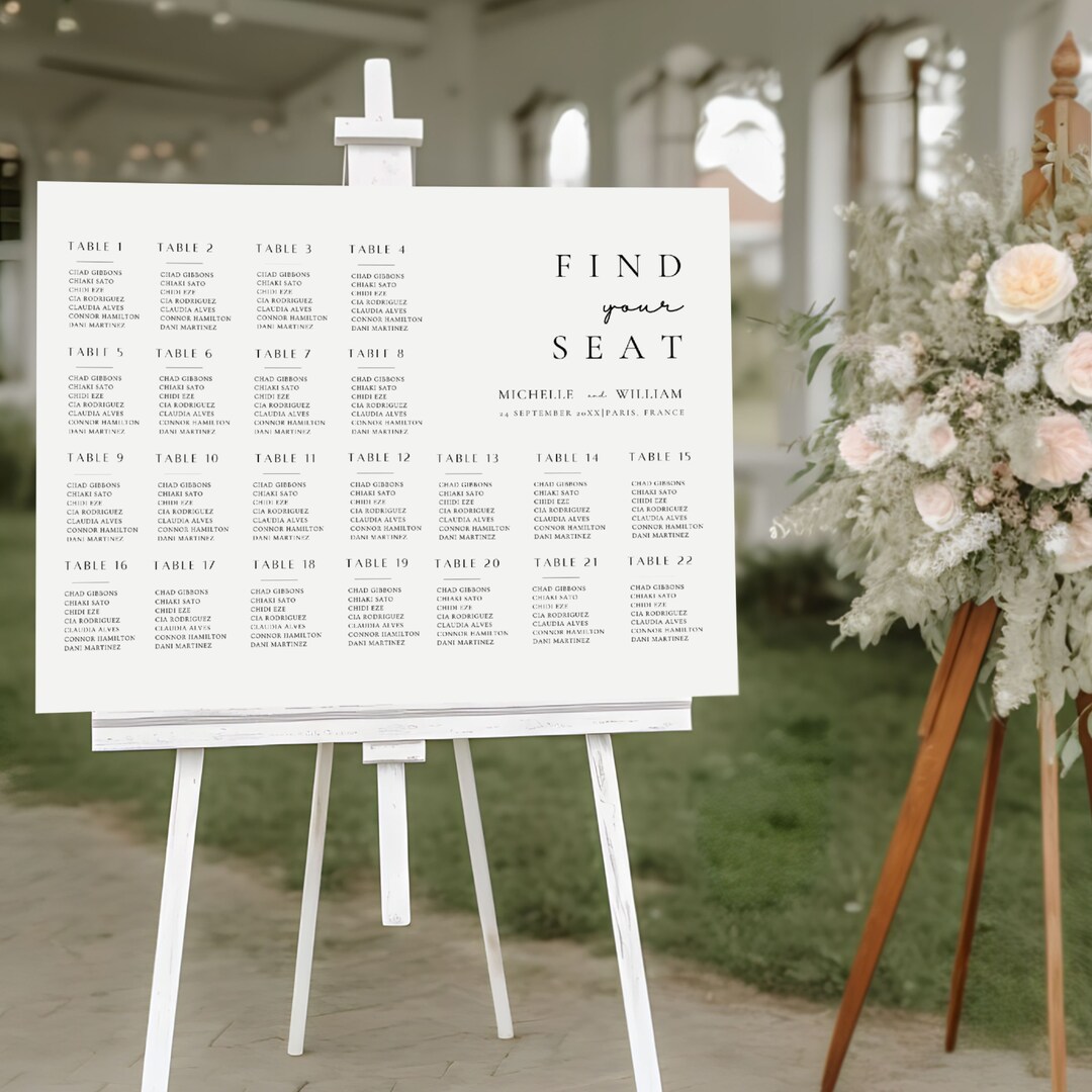 Modern Seating Chart Template, Minimalist Editable Instant Download ...