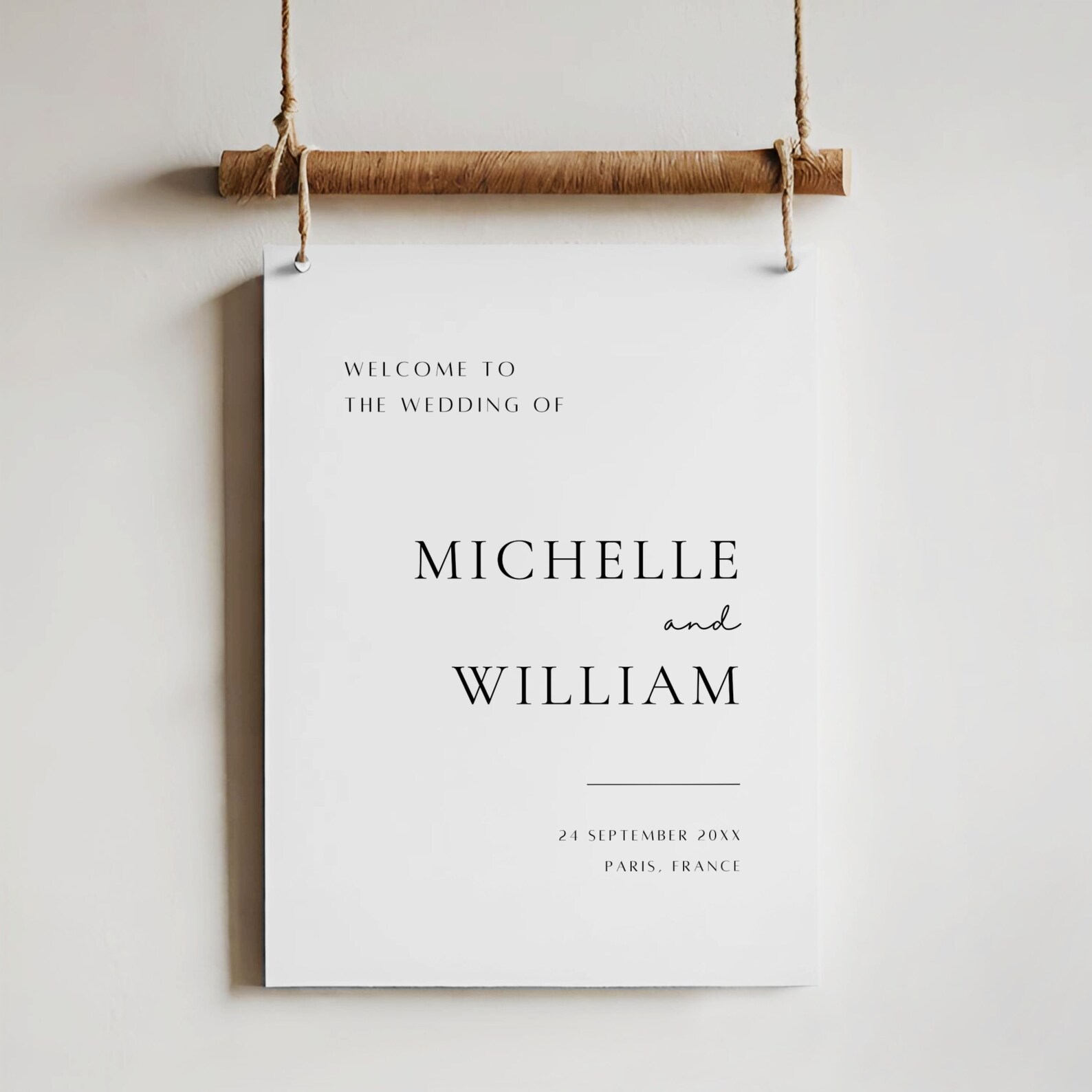 Modern Wedding Welcome Sign Template, Minimalist Editable Instant ...