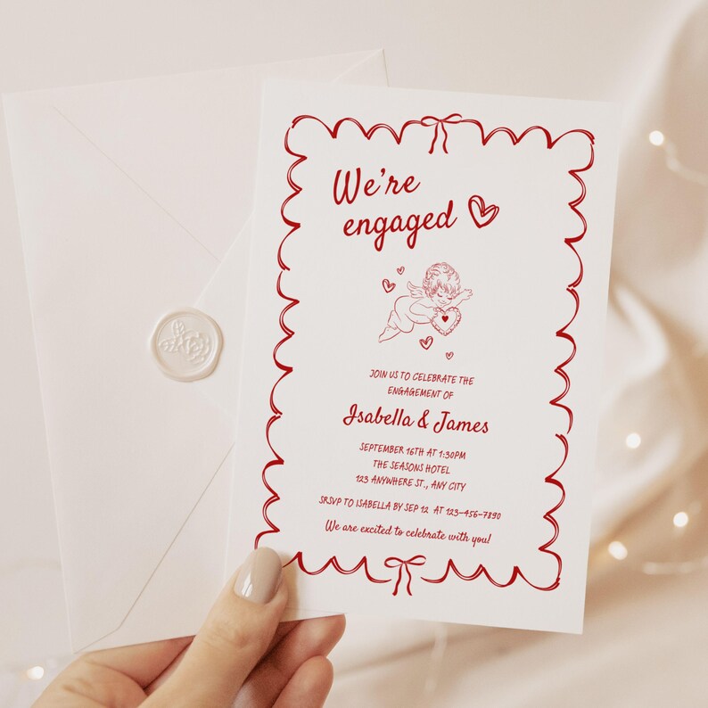 Engagement Party Invitation Template Editable Modern Romantic ...