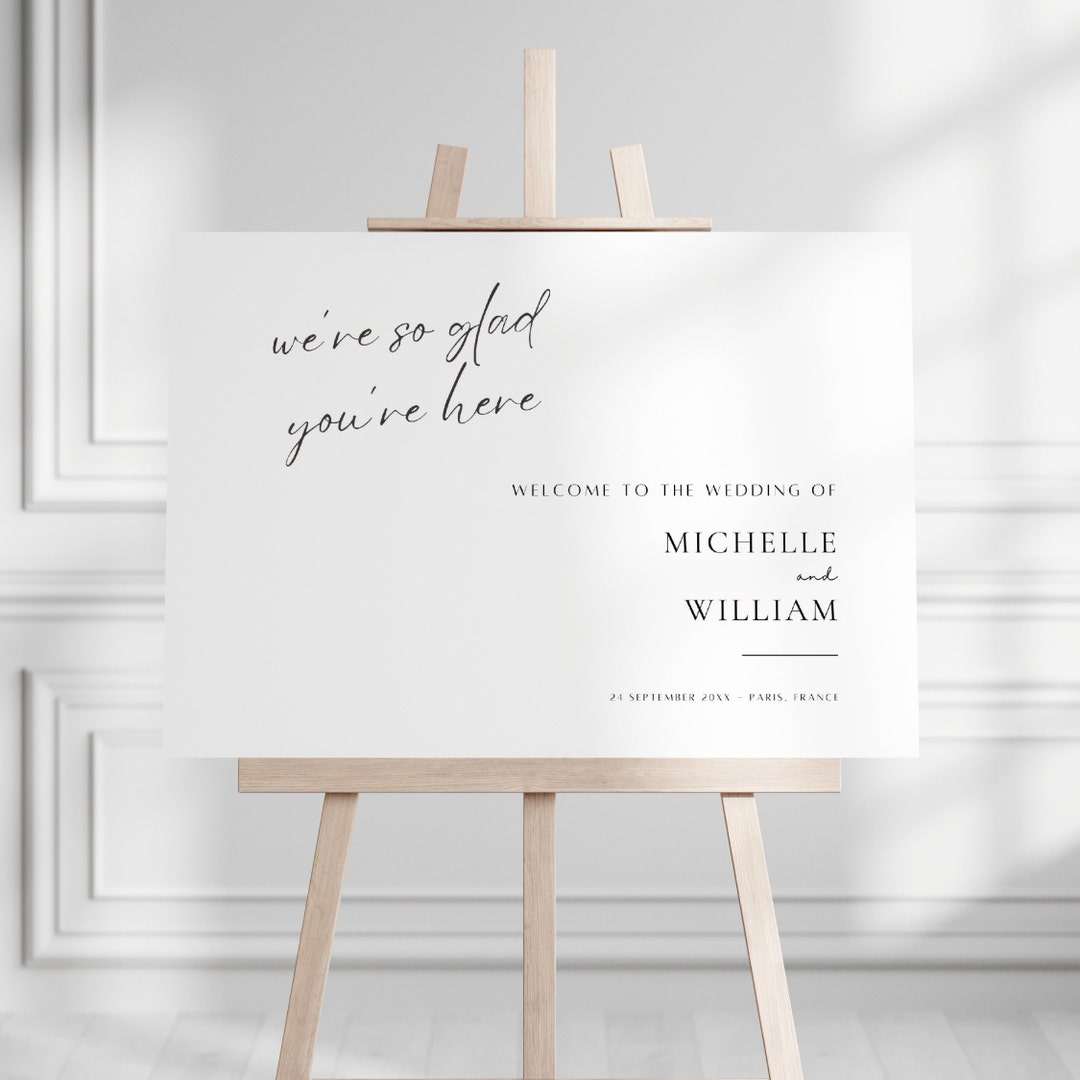 Modern Wedding Welcome Sign Template, Minimalist Editable Instant ...