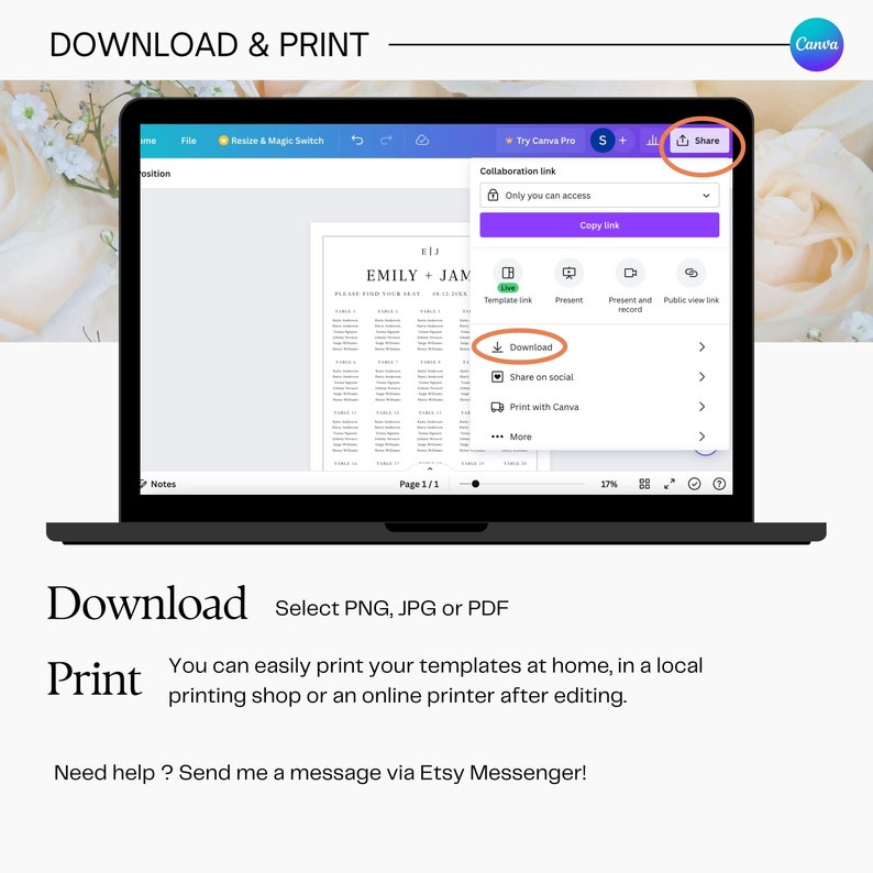 Modern Seating Chart Template, Minimalist Editable Instant Download ...