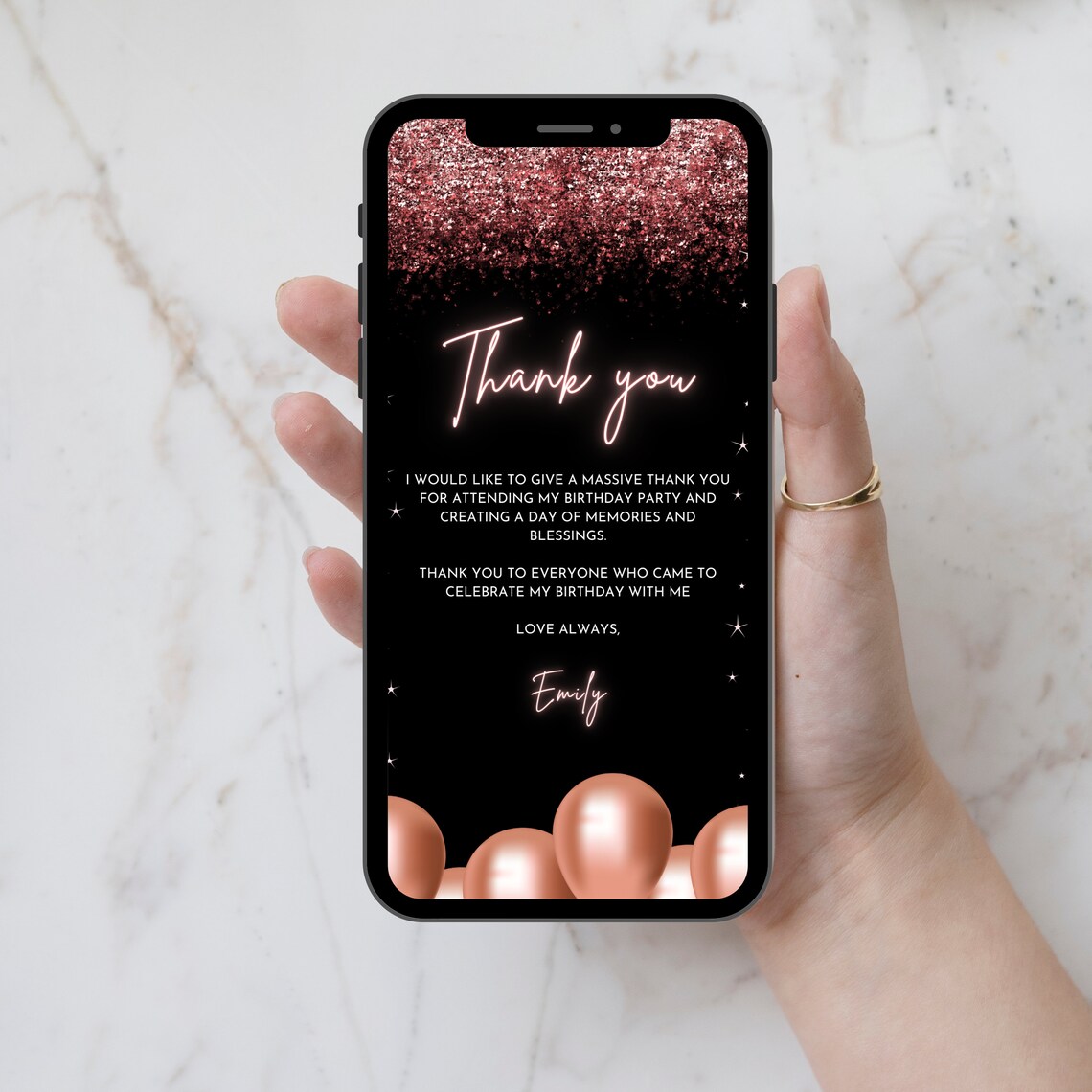 Birthday Party Thank You Note Template, Electronic Birthday Thank You ...