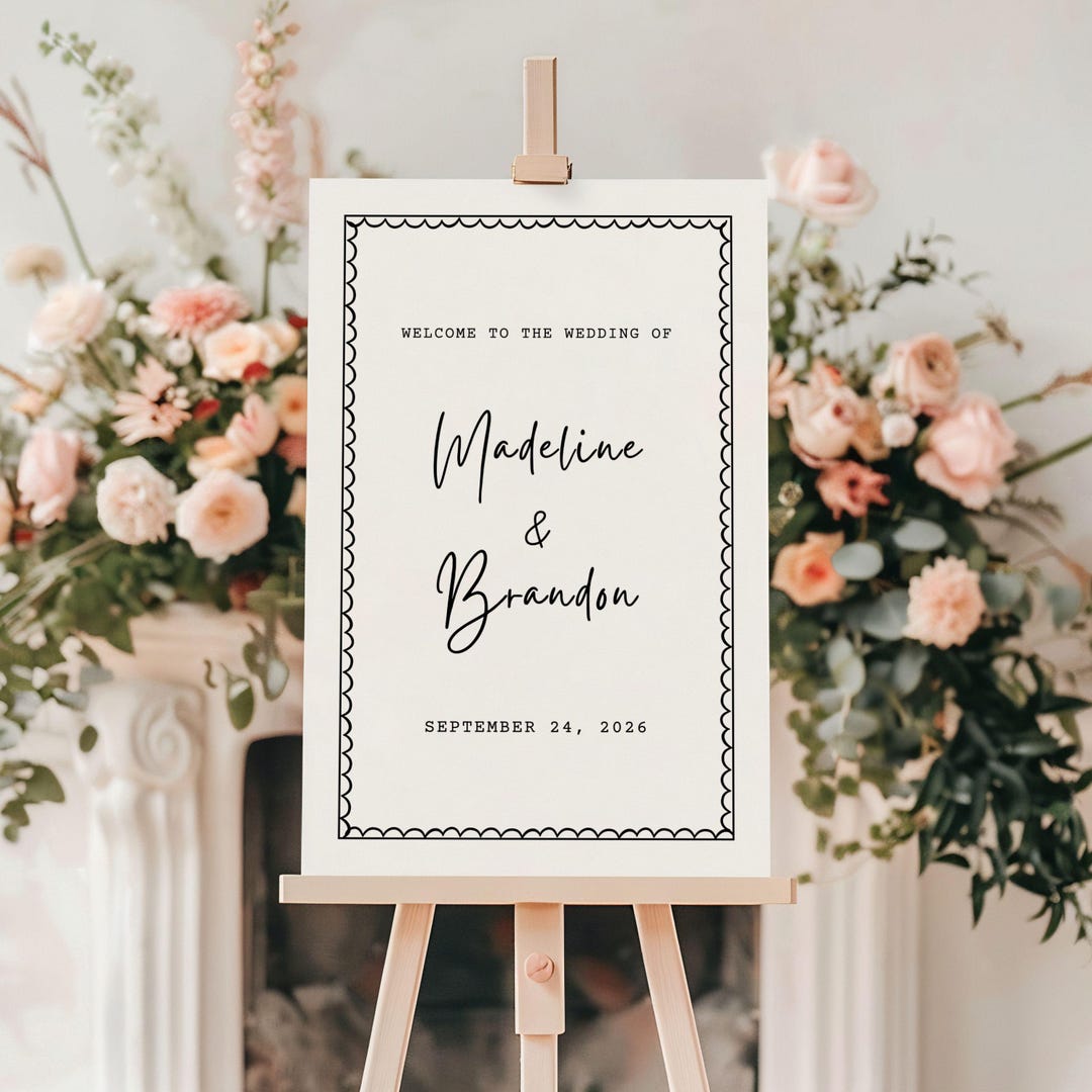 Vintage Handwritten Wedding Welcome Sign Template Modern Wedding Sign ...