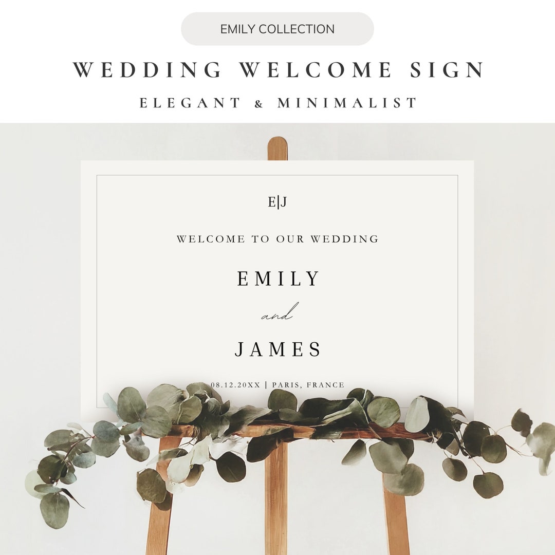 Elegant Wedding Welcome Sign Template, Minimalist Editable Instant ...