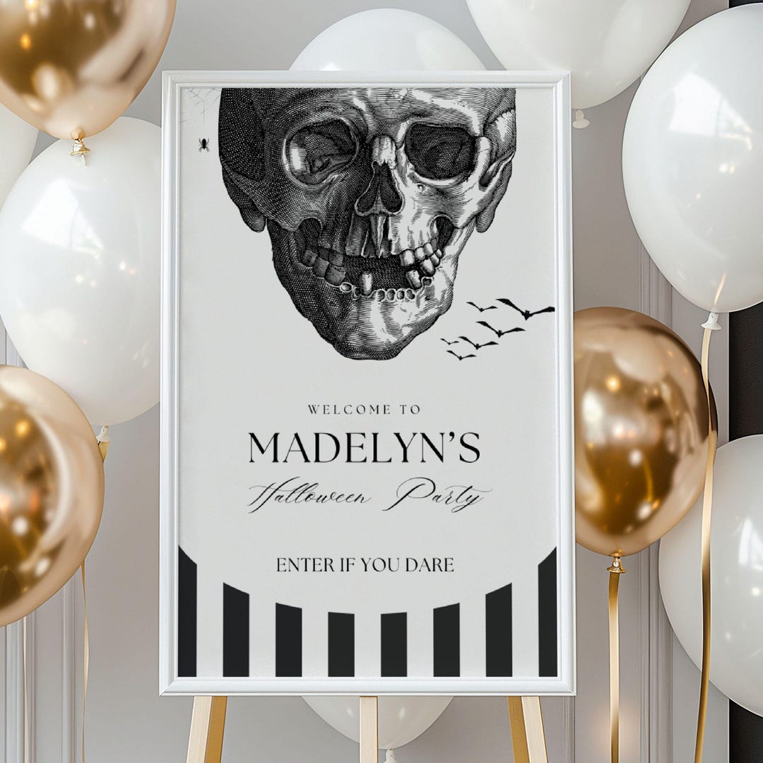 Vintage Halloween Welcome Sign Template, Modern Halloween Decor ...