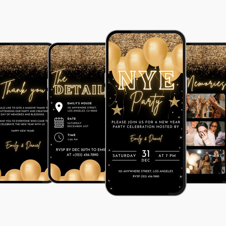 Digital 2024 NYE Celebration Invitation New Years Eve Party Invite ...