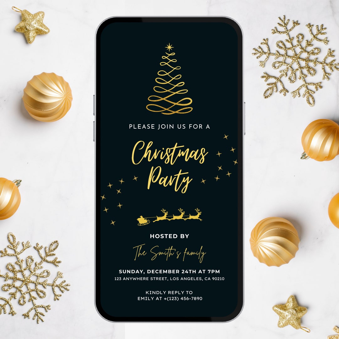 Christmas Party Invitation Template Digital Christmas Dinner Invite ...
