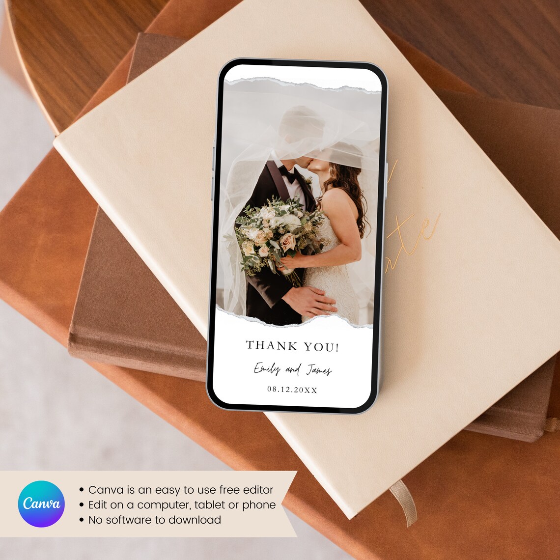 Wedding Thank You Note Template, Electronic Wedding Thank You Note ...