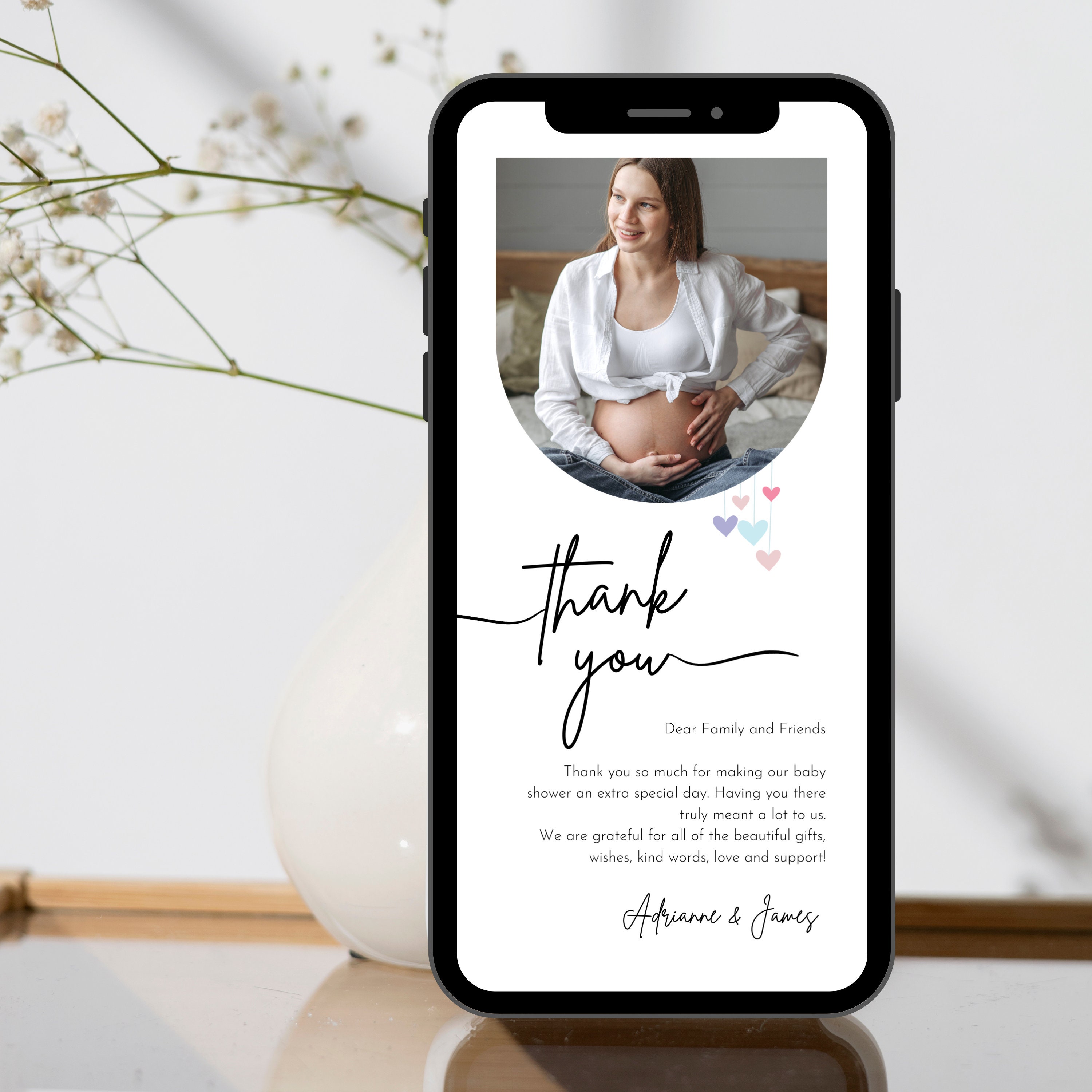 Baby Shower Thank You Note Template, Electronic Baby Shower Thank You ...