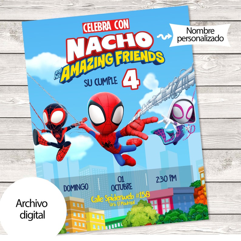 Printable Invitation Spidey and His Amazing Friends With Personalized ...