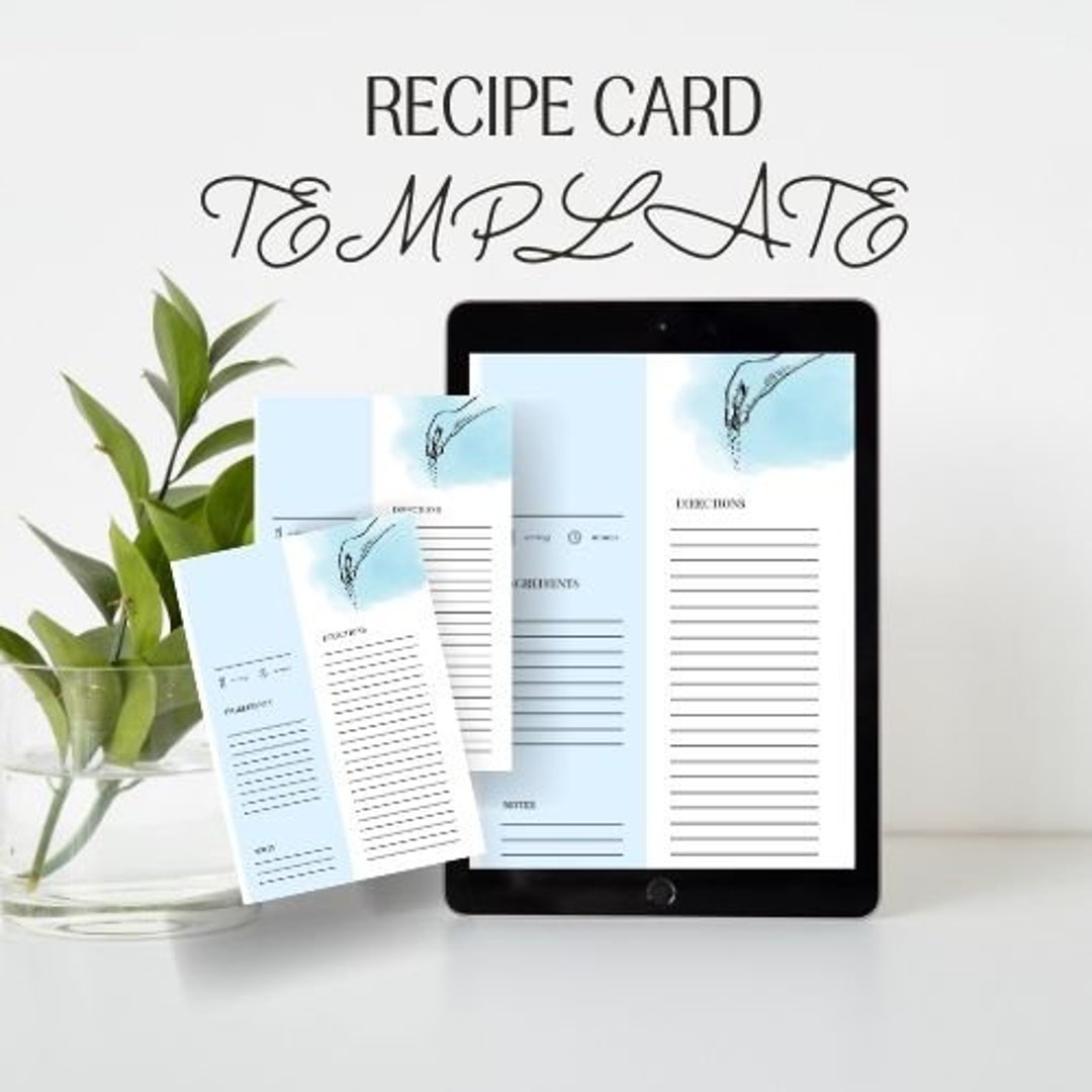 Recipe Card Printable Digital Recipe Card Template Simple - Etsy