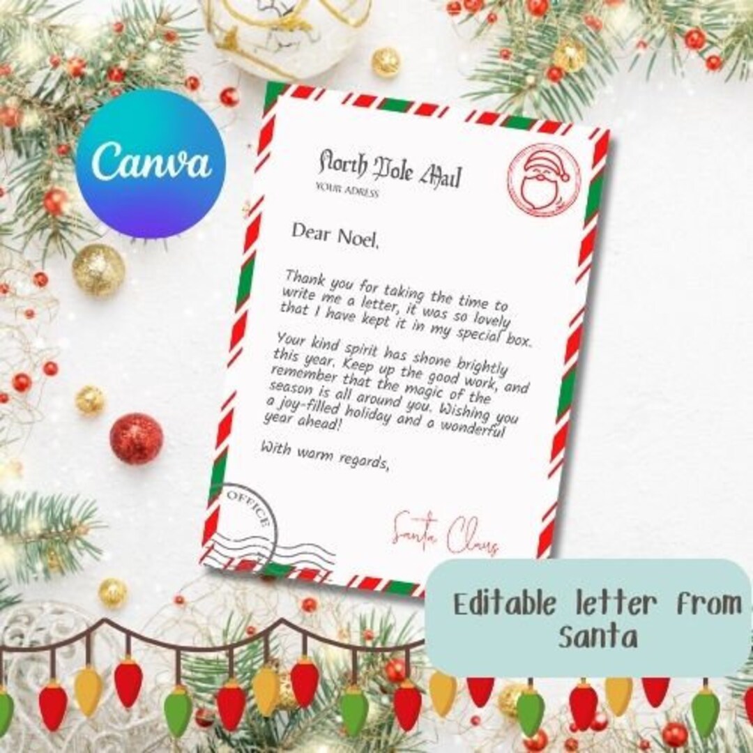 Editable Letter From Santa Claus From the Desk of Santa Letter Template ...