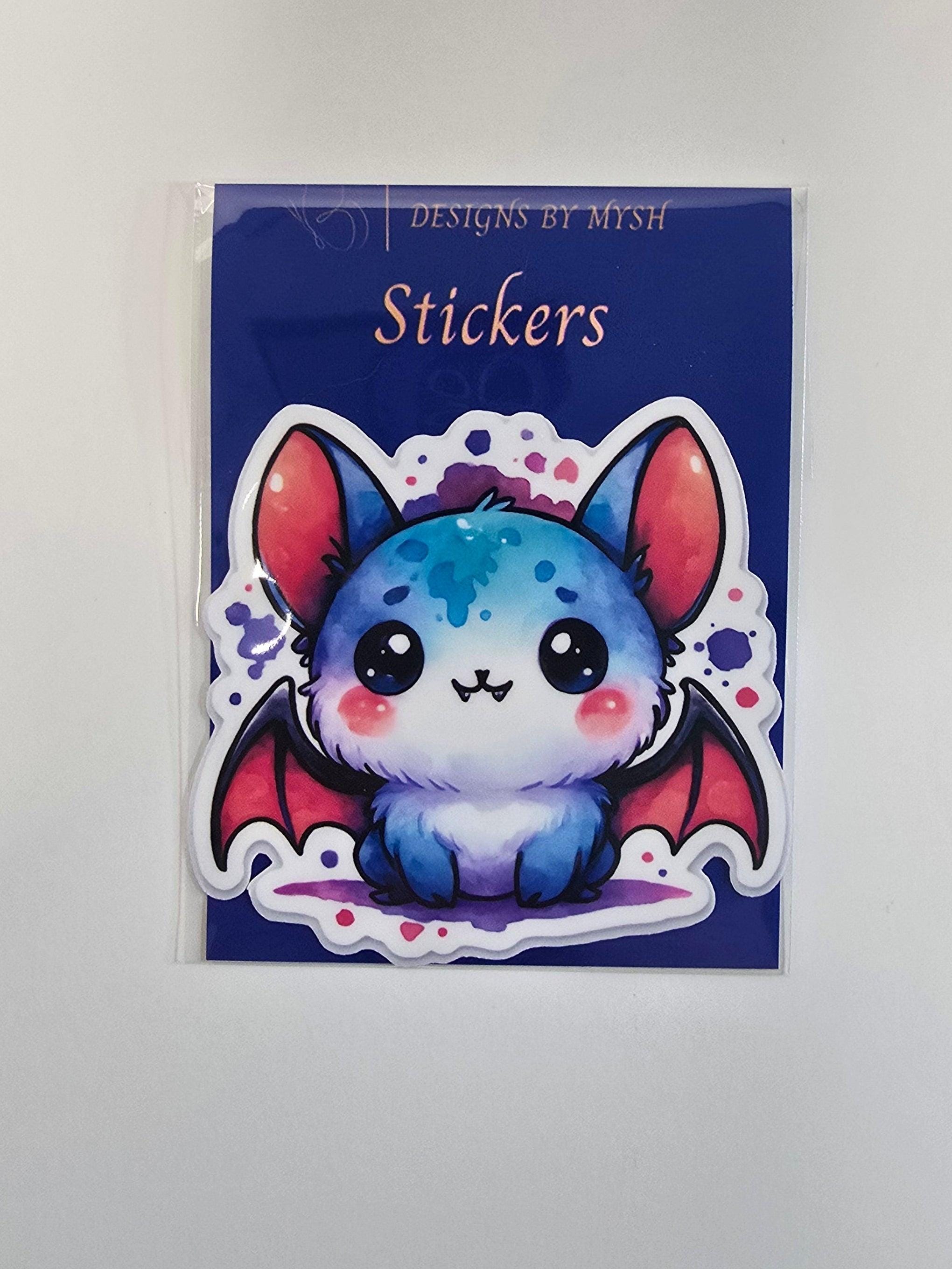 Kawaii Bat Sticker, Cute Watercolor Halloween Bat Decal, Spooky Cute ...