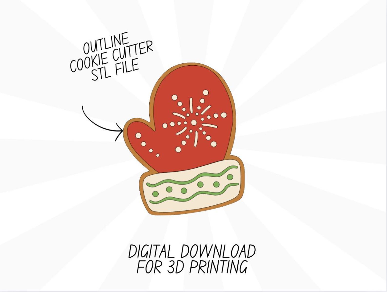 Mitten Cookie Cutter STL File - Outline - 3D Print Digital Download ...