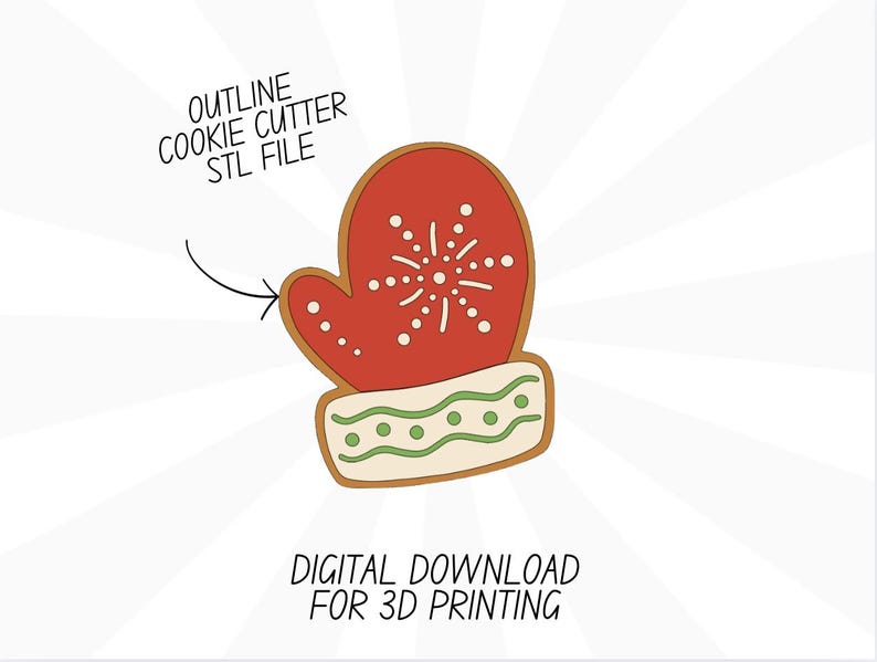 Mitten Cookie Cutter STL File - Outline - 3D Print Digital Download ...