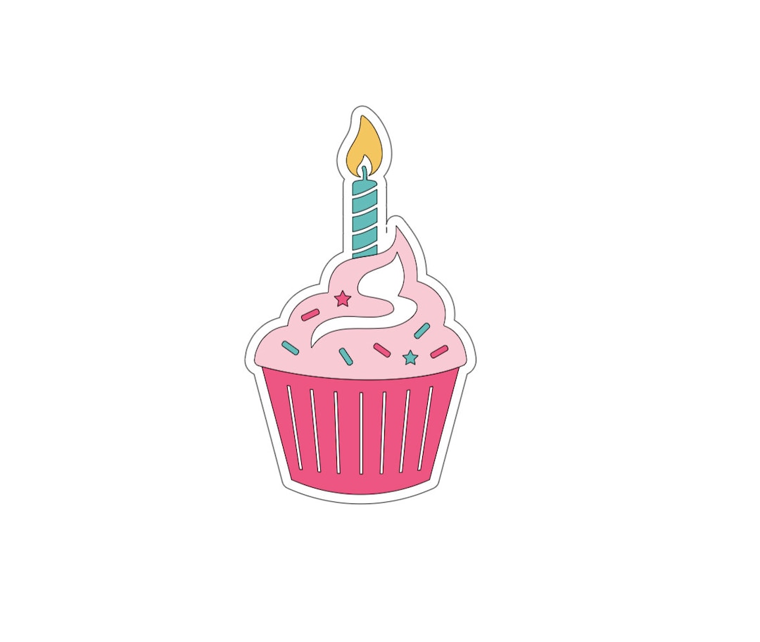 Cupcake Birthday Candle Outline Cookie Cutter STL 3D Print File Digital ...