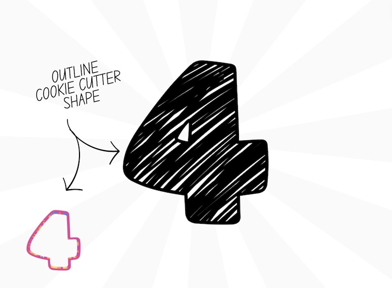 Number 4 Outline Cookie Cutter STL File - 3D Print Digital Download ...