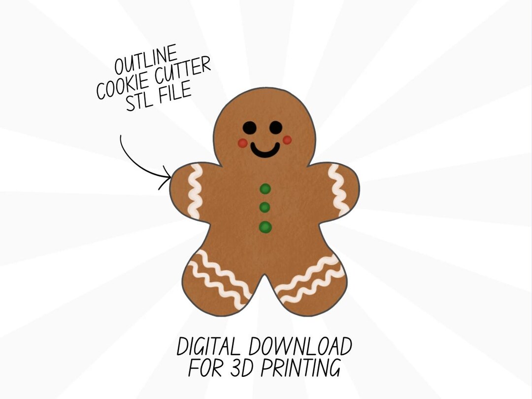 Gingerbread Man Cookie Cutter STL File - Outline - 3D Print Digital ...