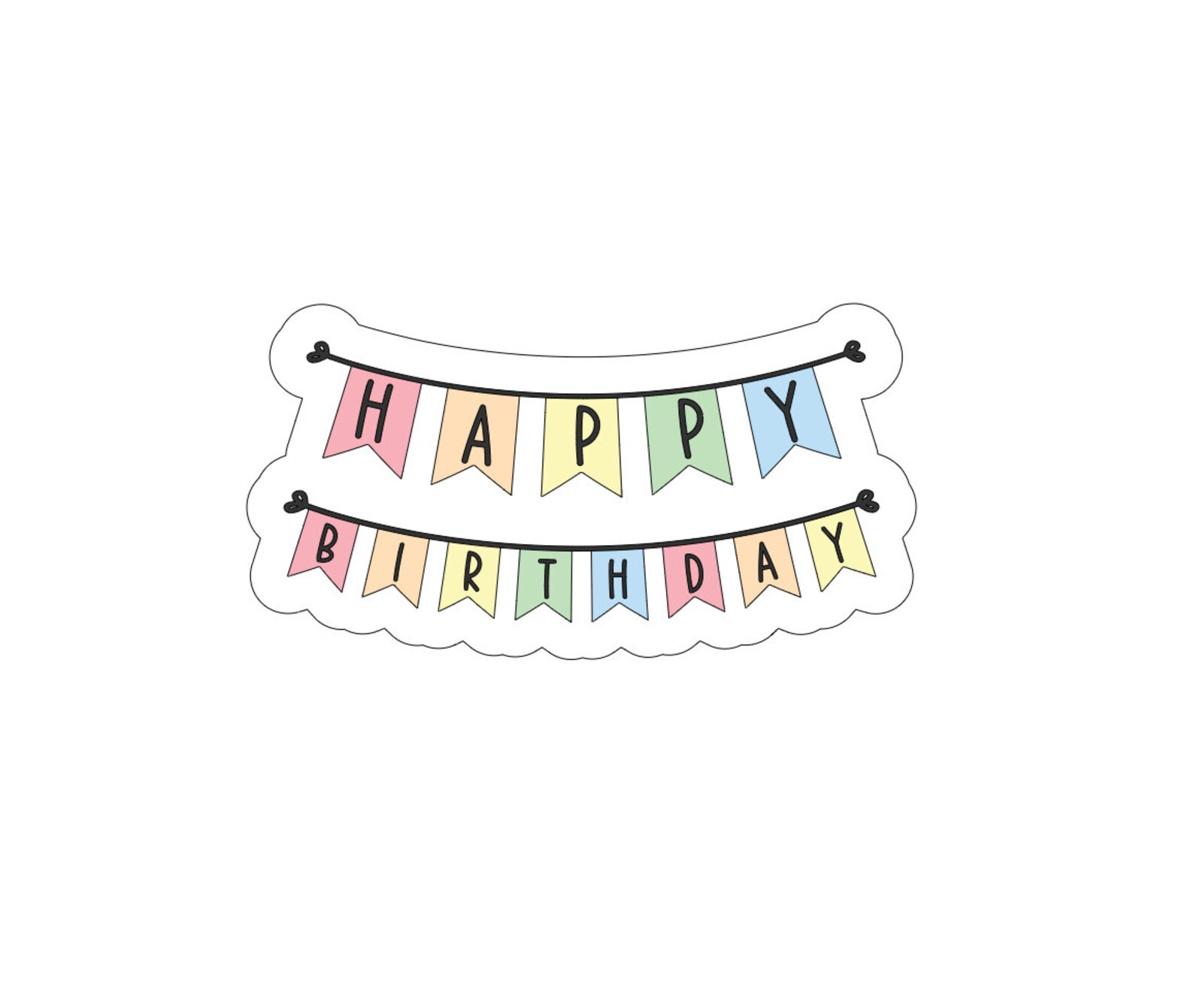 Happy Birthday Banner Outline Cookie Cutter STL 3D Print File Digital ...