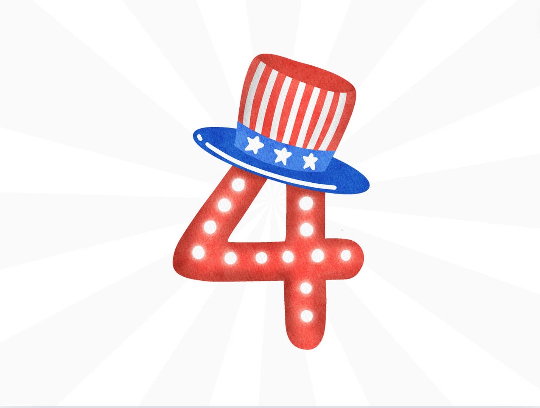 4th of July Number 4 With Hat Outline Cookie Cutter STL 3D Print File ...