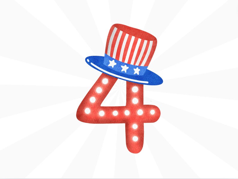 4th of July Number 4 With Hat Outline Cookie Cutter STL 3D Print File ...