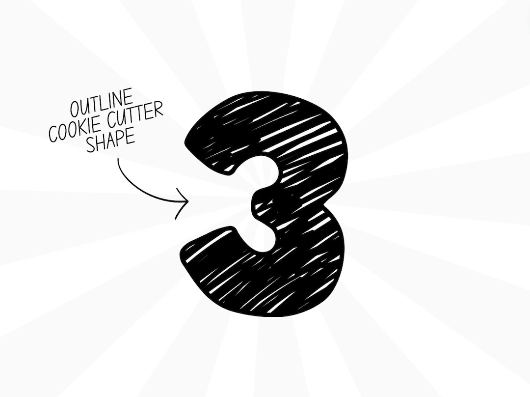 Number 3 Outline Cookie Cutter STL File - 3D Print Digital Download ...