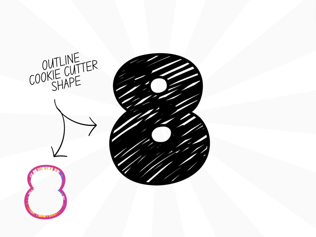 Number 8 Outline Cookie Cutter STL File - 3D Print Digital Download ...