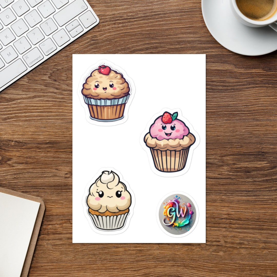 Sticker Sheet 3 Stickers Cute Muffin Sweets Cute Sticker Bundle - Etsy