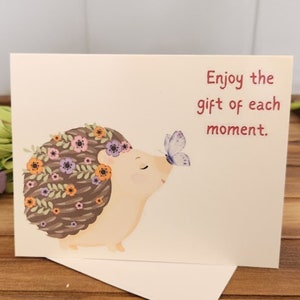 Hedgehog Greeting Card. Enjoy the Gift of Each Moment - Etsy