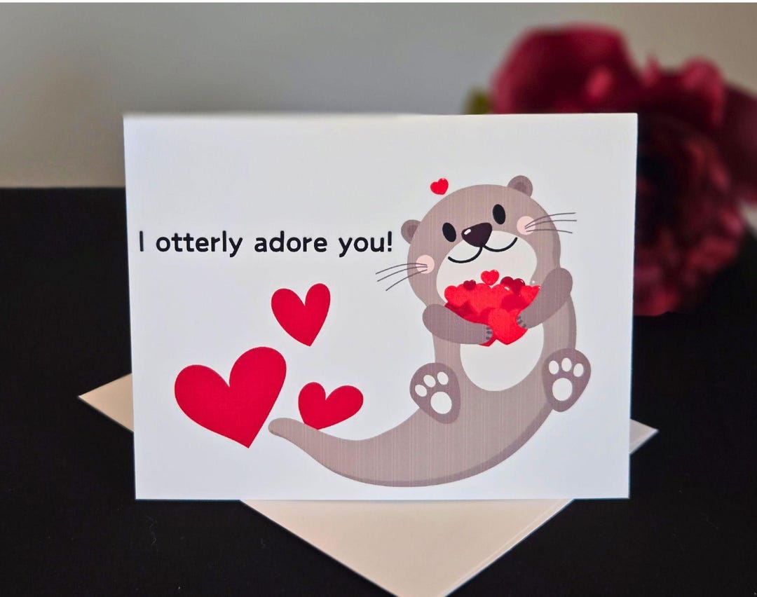 Otter Valentine's Day Card - Etsy