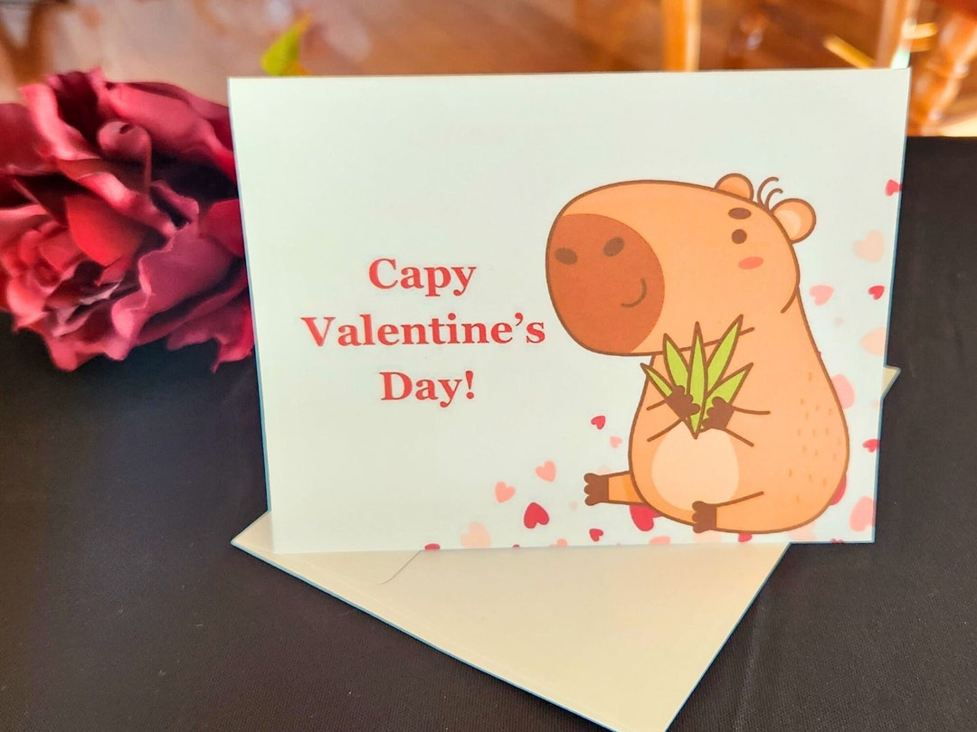 Capybara Valentine's Day Card - Etsy