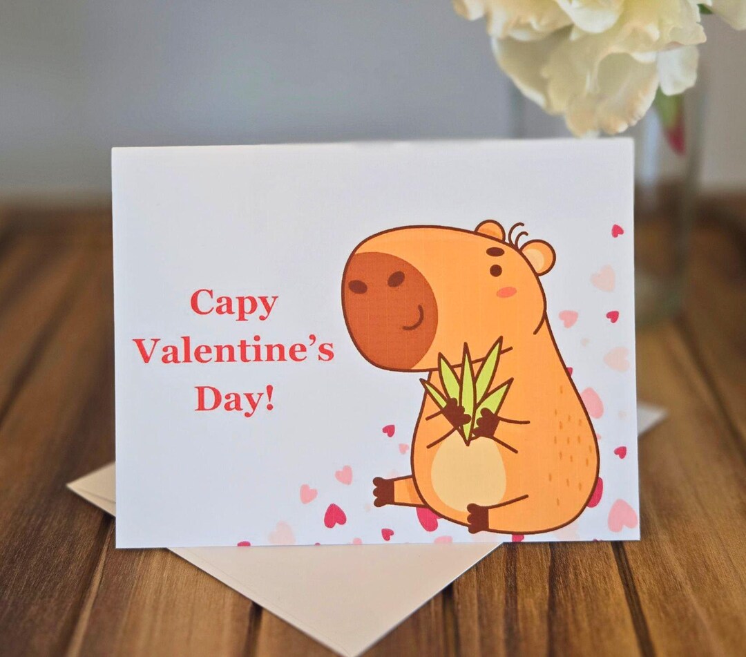 Capybara Valentine's Day Card - Etsy