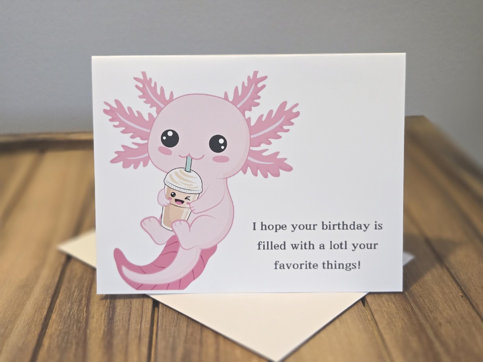 Axolotl Birthday Card, Handmade Axolotl Birthday Card, Axolotl Card ...