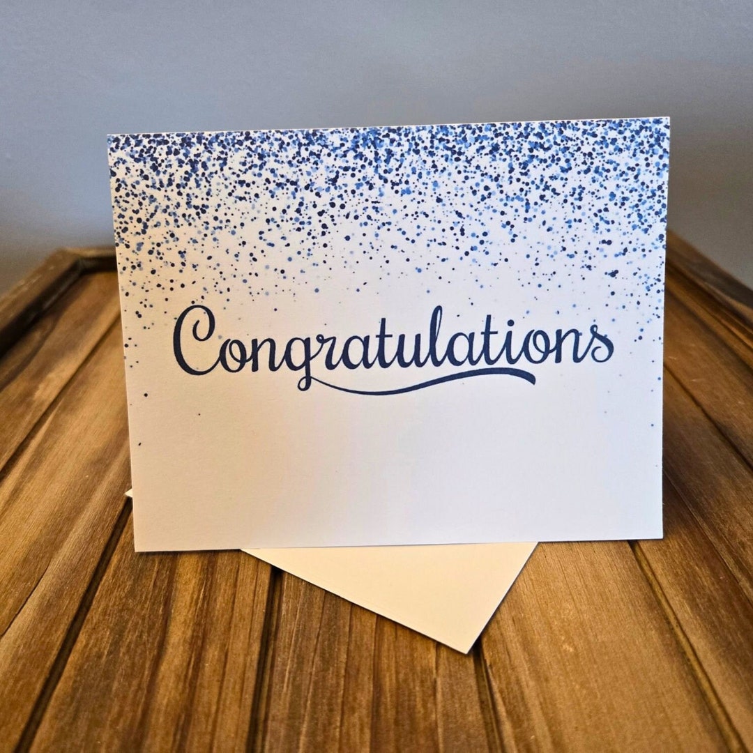 Handmade Congratulations Card, Blue Confetti Design - Etsy