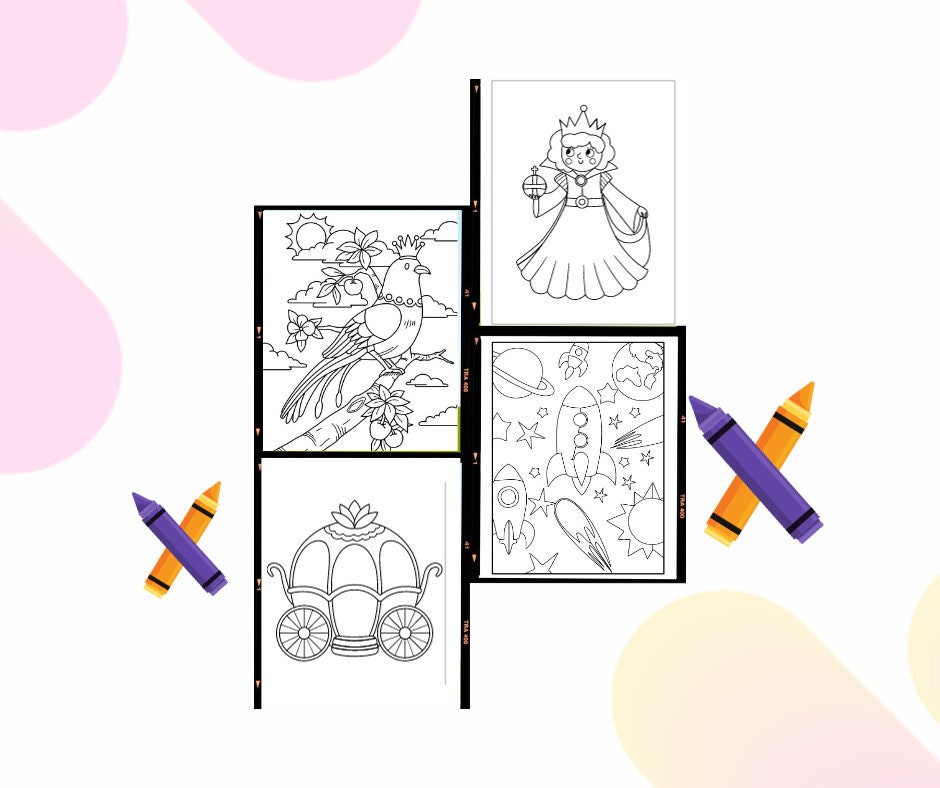 Simple Coloring Pages for Kids. Animal, Plant, Cartoon Character ...