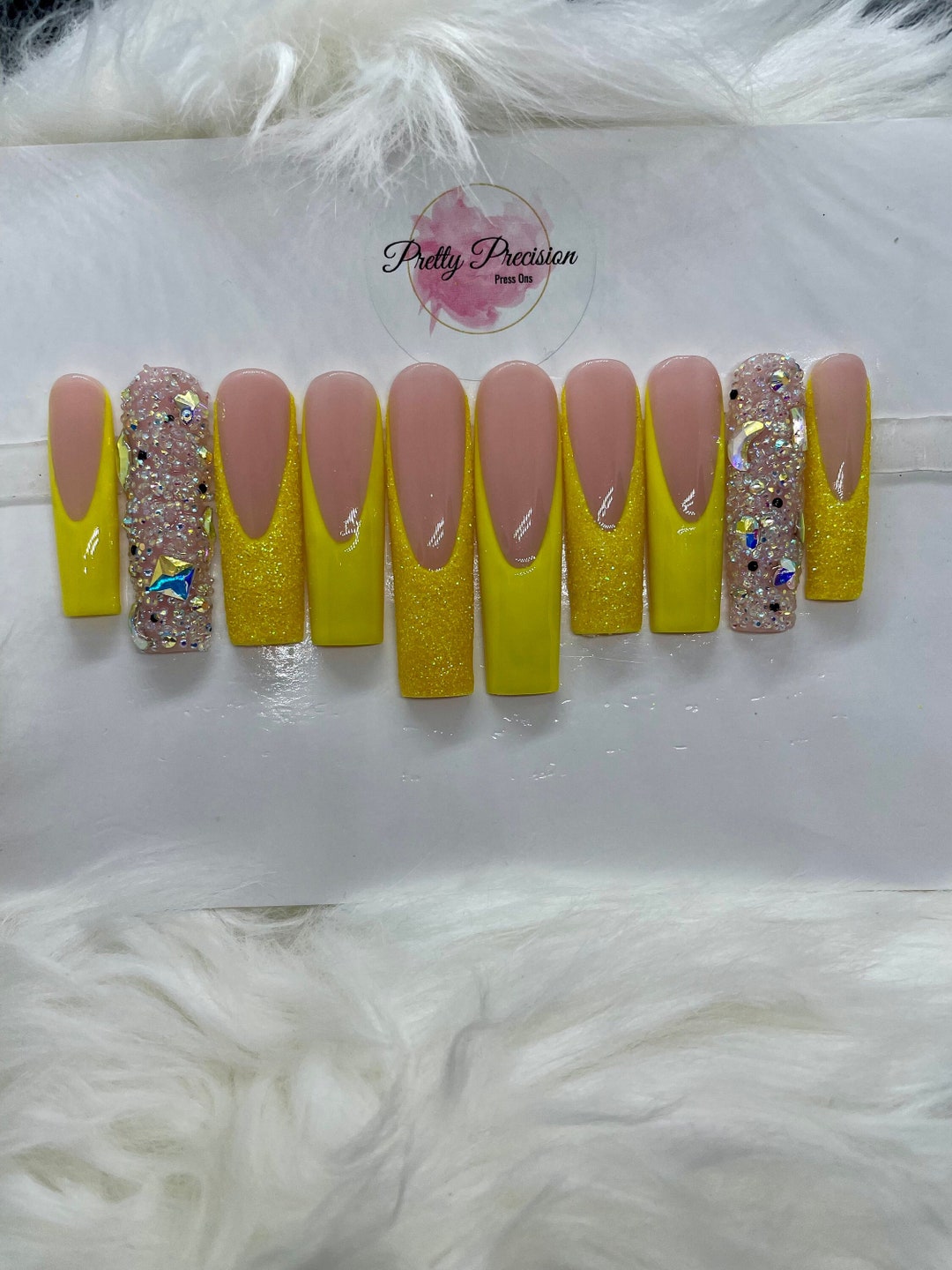 Sunflower Yellow Frenchies | XL Press on Nails | Press on Nails ...