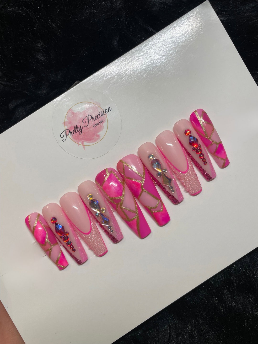 50 Shades of Pink Freestyle | Pink Press on Nails | Long Pink Nails ...