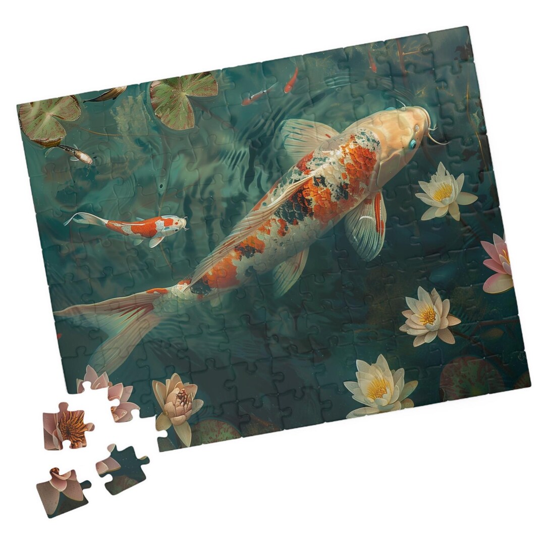 Koi Fish Jigsaw Puzzle: Floral Pond Art, Tech-free Fun - Etsy