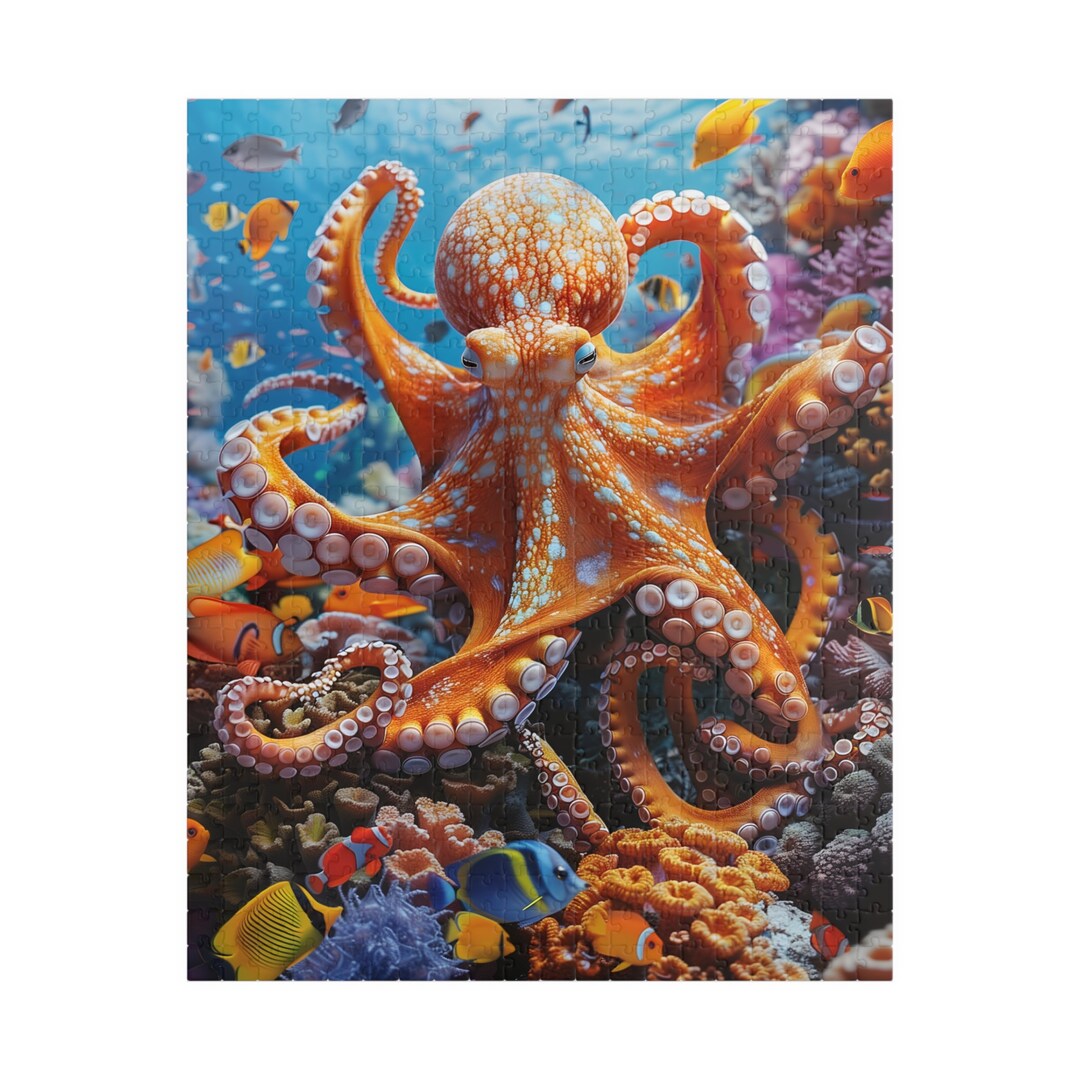 Orange Octopus Jigsaw Puzzle. Gift for Birthdays, Hospital Patients ...
