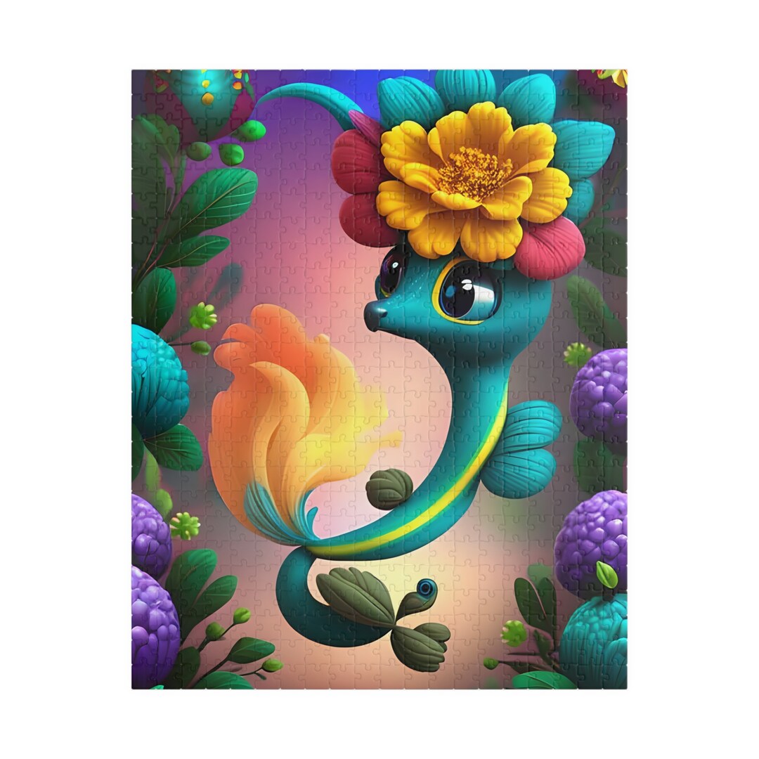 Flutter Spectrum Sprite Puzzle. Fantasy Rainbow Animal Jigsaw. Unique ...